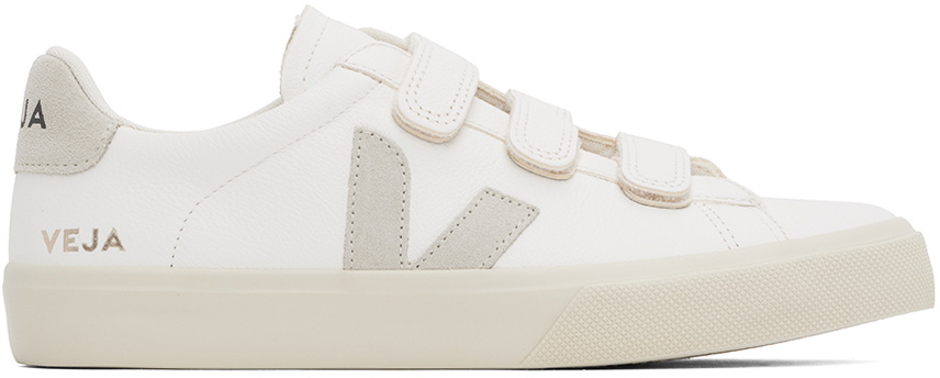 VEJA White & Gray Recife Leather Sneakers VEJA