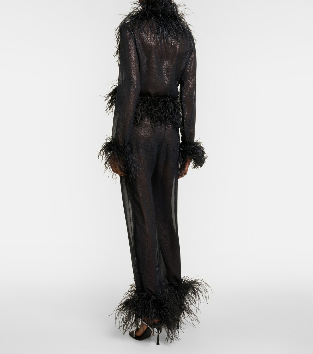 Oséree Plumage feather-trimmed top Oseree