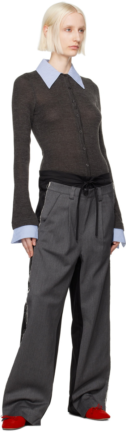 OPEN YY Gray Cotton Collar Cuffs Cardigan OPEN YY