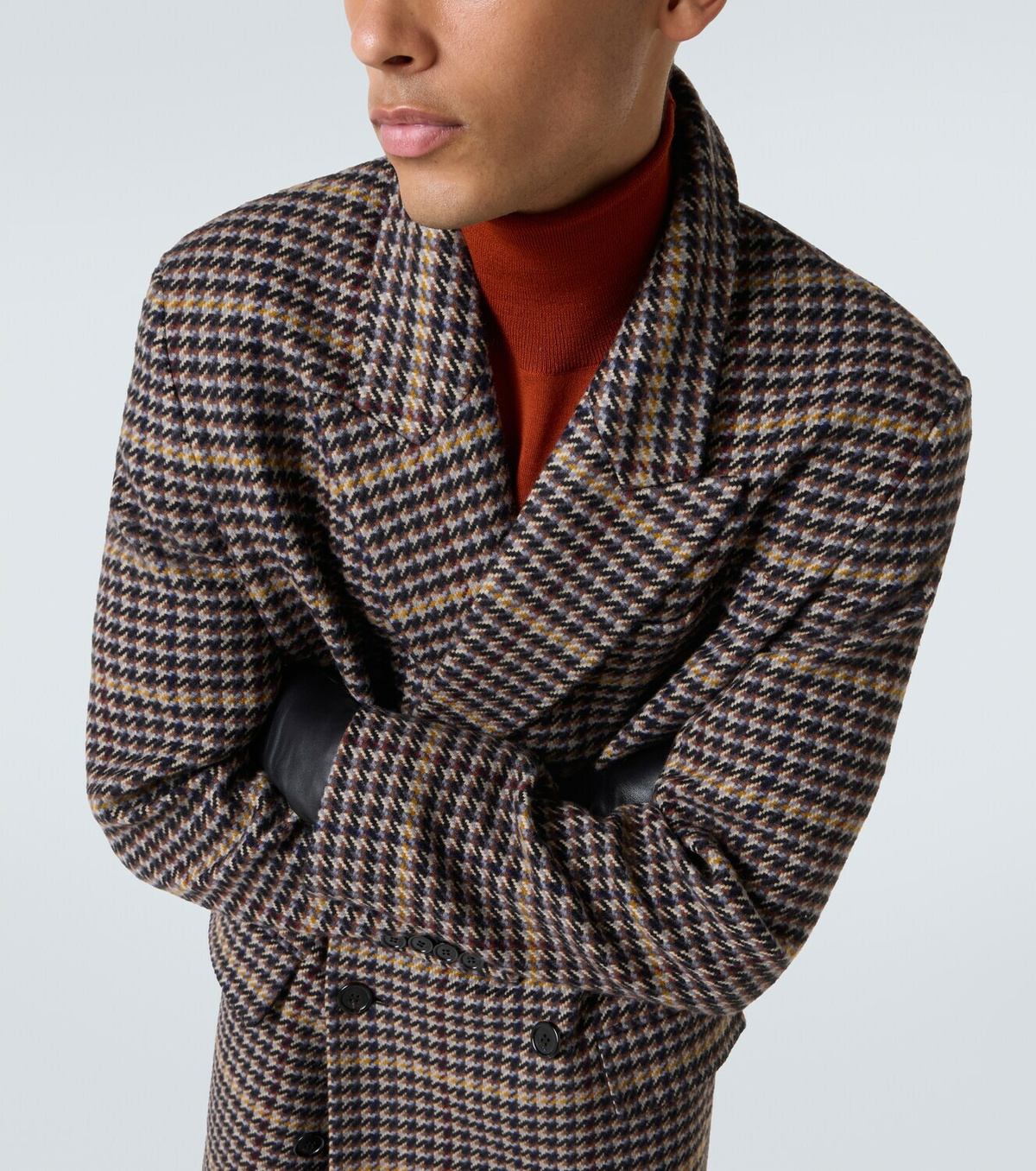Saint Laurent Houndstooth double-breasted wool overcoat Saint Laurent
