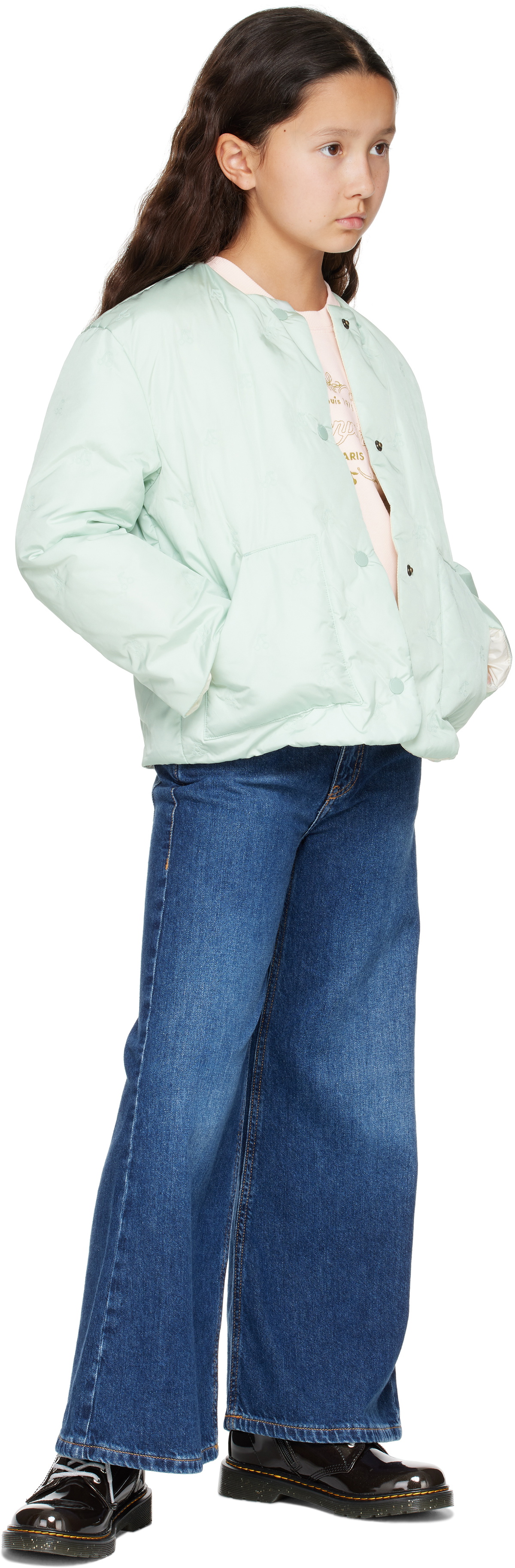 Bonpoint Kids Green Enyla Embroidered Puffer Jacket Bonpoint