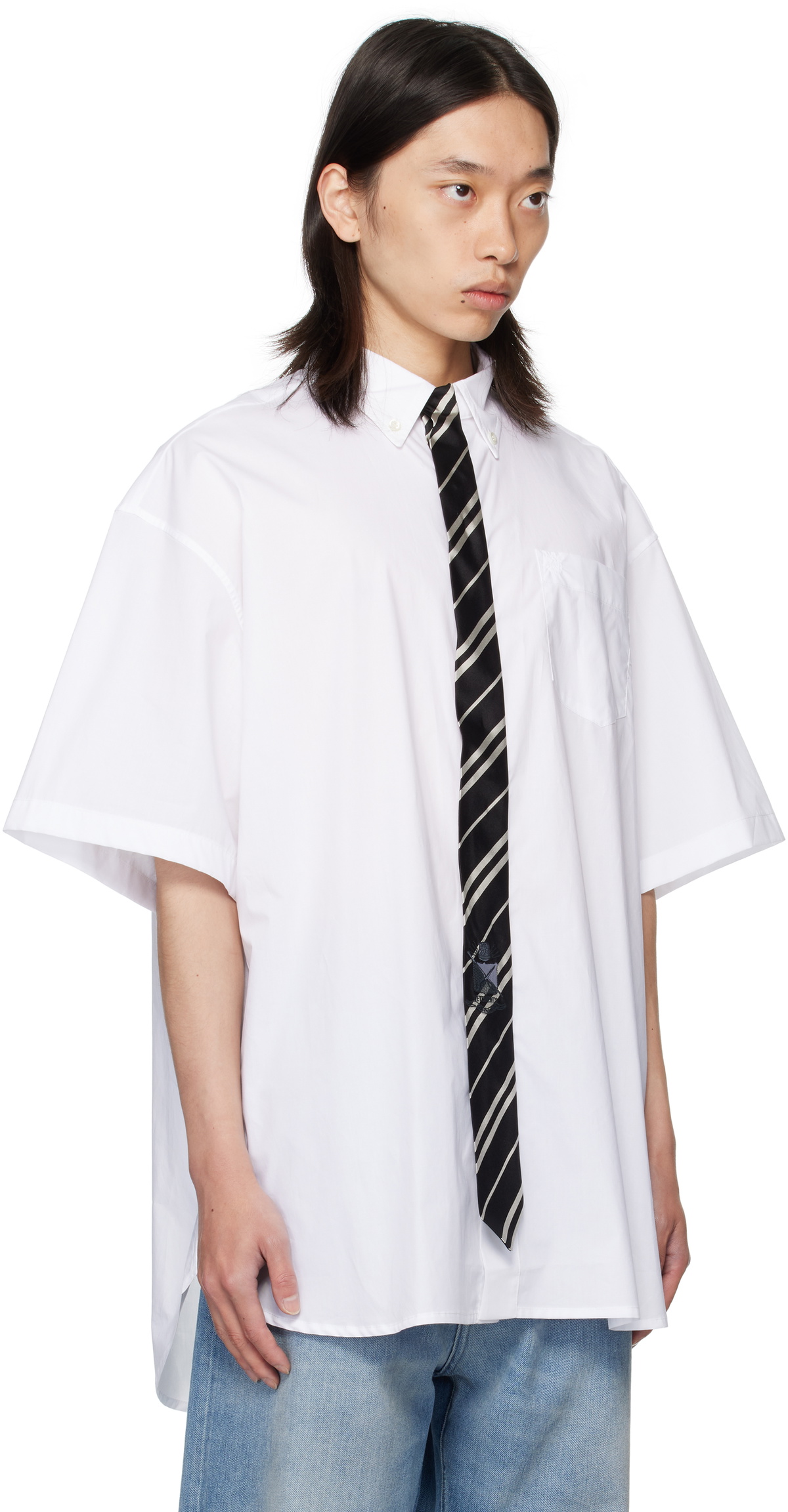 VETEMENTS White Tie Short-Sleeve Shirt Vetements