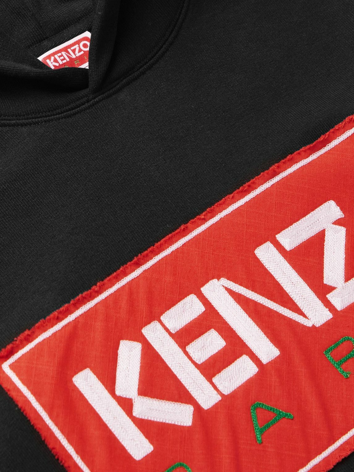 KENZO - Logo-Appliquéd Cotton-Blend Jersey Hoodie - Black Kenzo