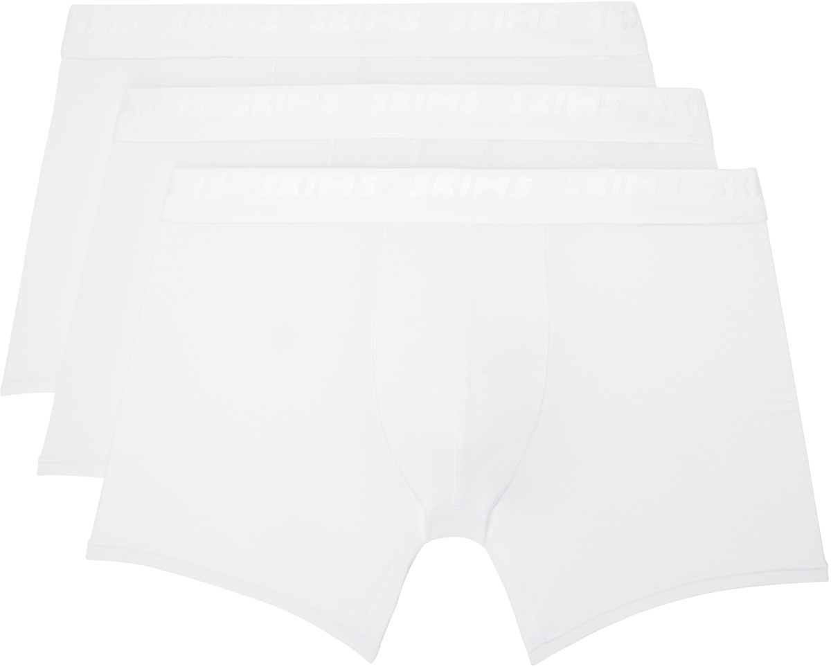 SKIMS Three-Pack White SKIMS Stretch 5 Boxer Briefs SKIMS