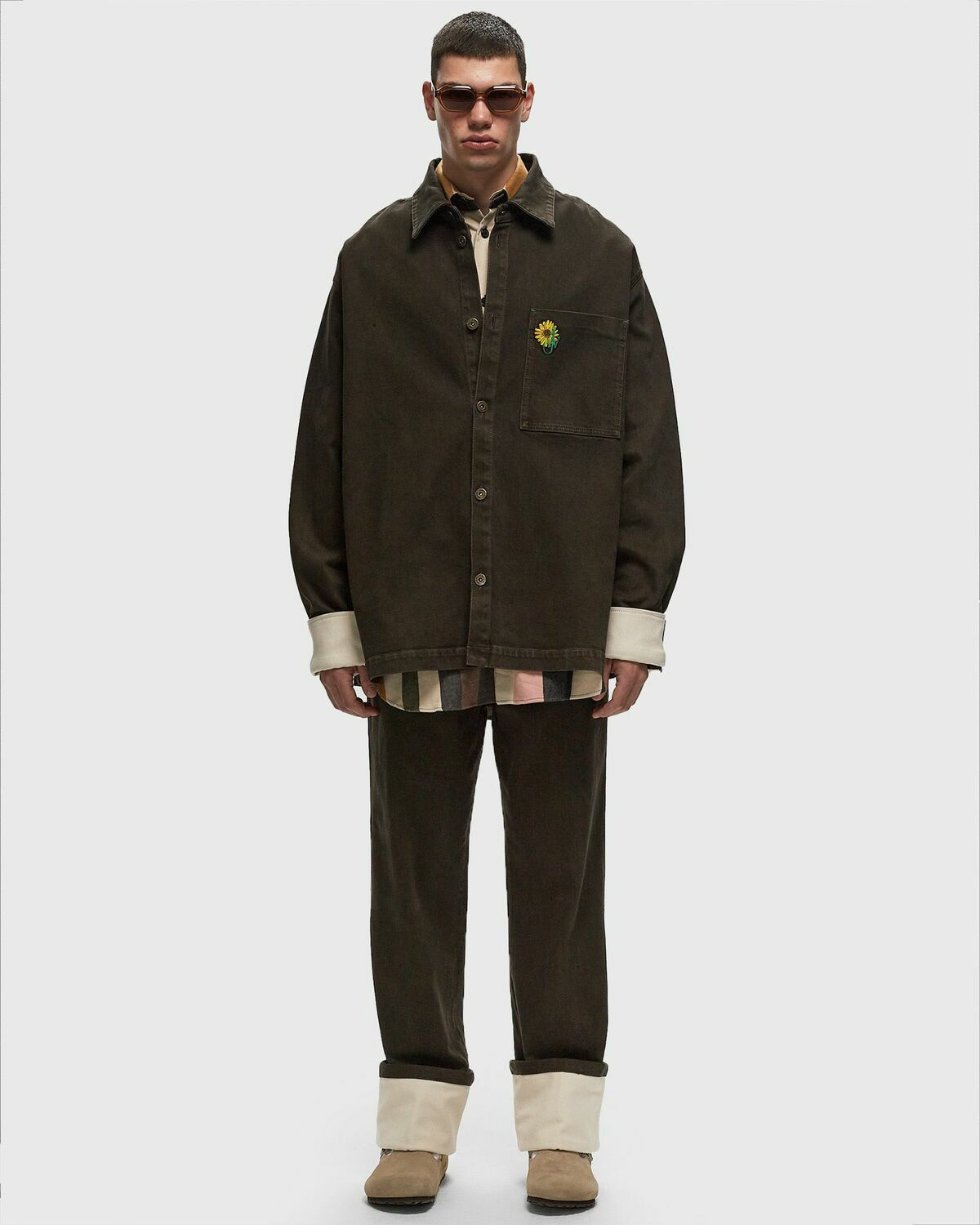 Jw Anderson Oversized Contrast Cuff Shirt Brown Longsleeves JW Anderson