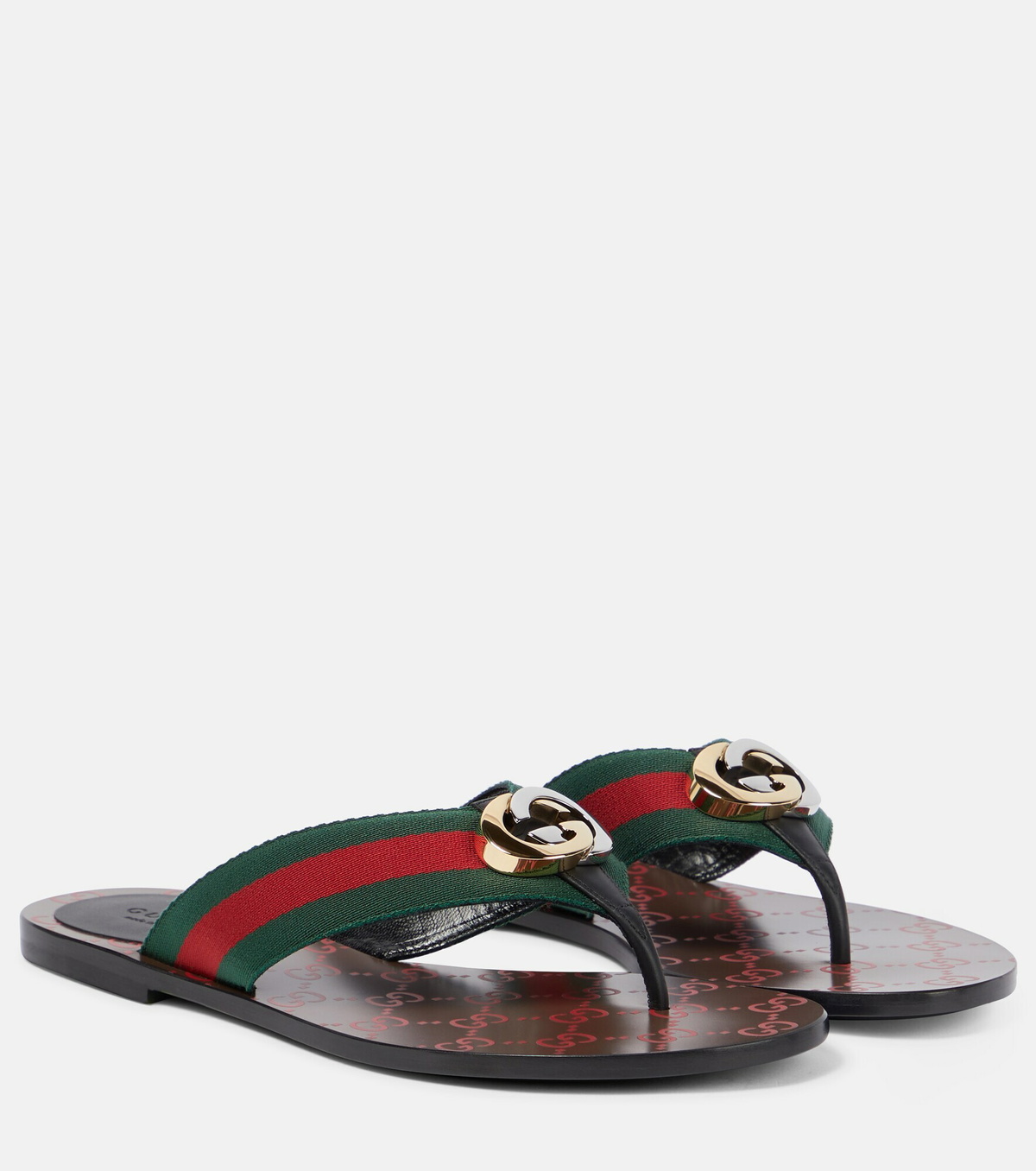 Gucci - GG Web leather thong sandals Gucci