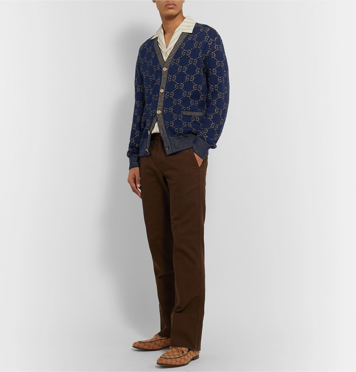 Gucci - Logo-Jacquard Cotton Cardigan - Blue Gucci