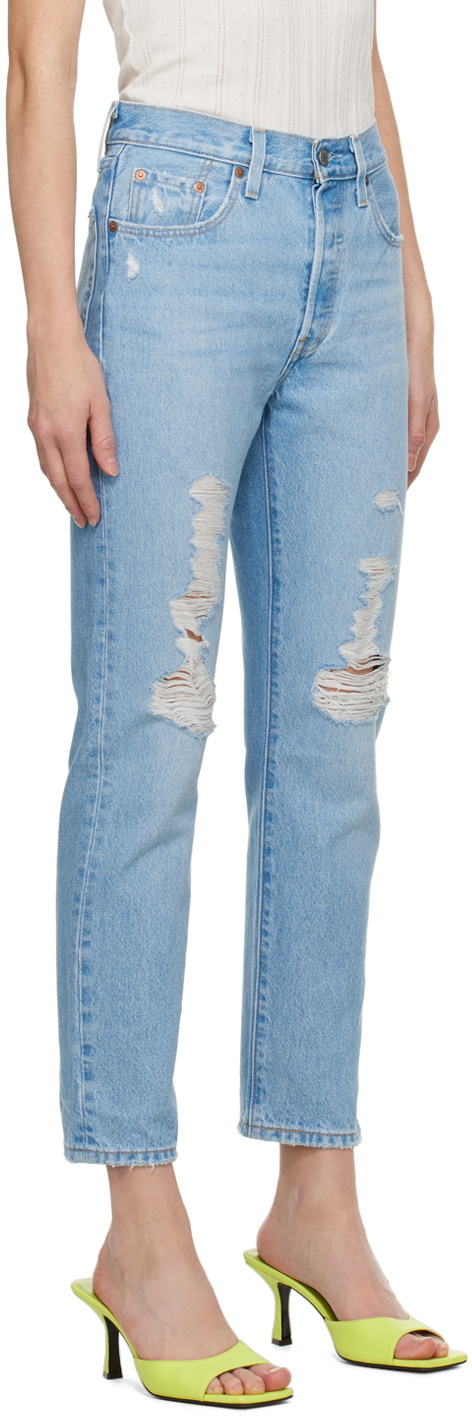 Levi's Blue 501 Original Cropped Jeans Levi's Red