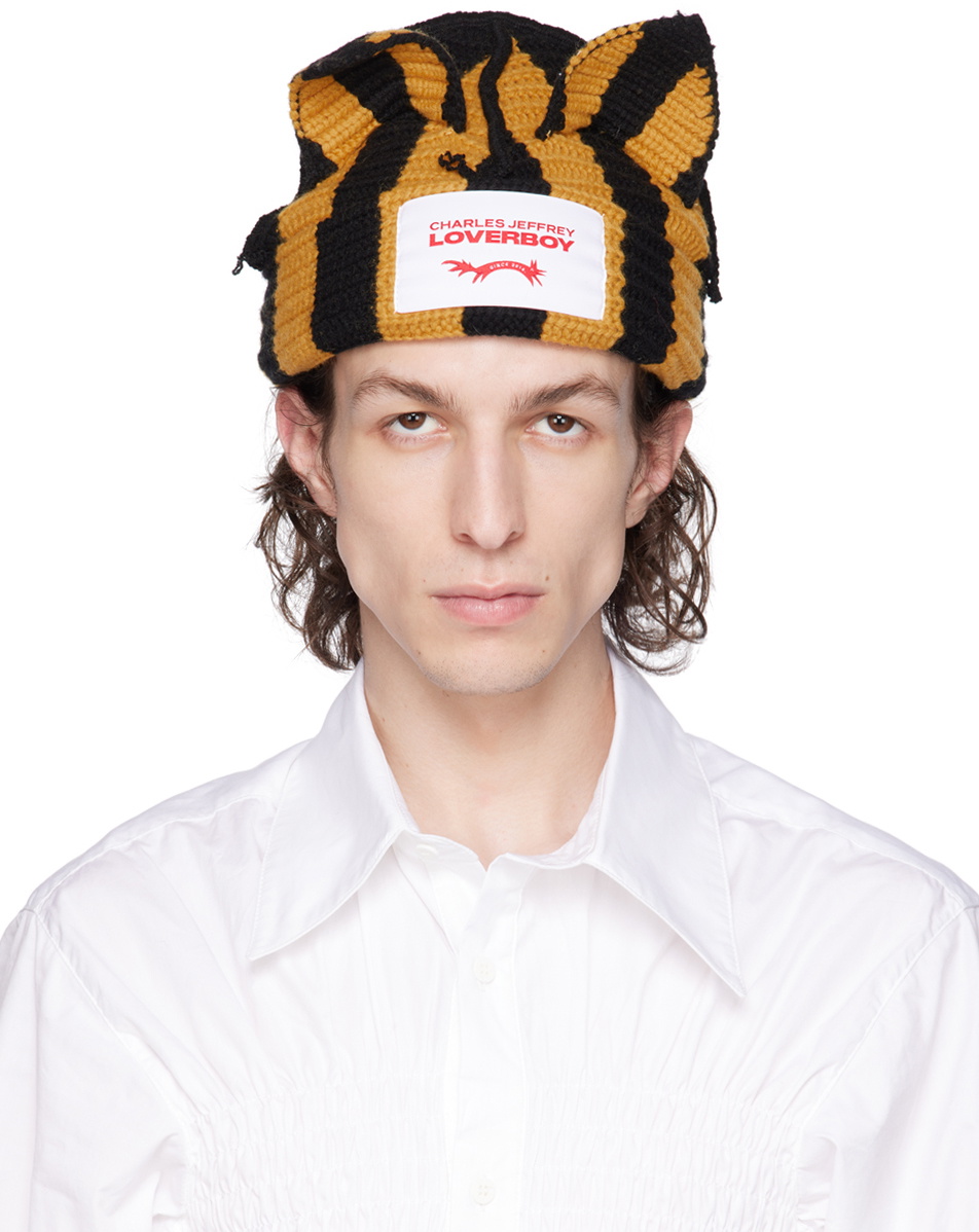 Charles Jeffrey Loverboy Black & Yellow Striped Beanie Charles Jeffrey ...
