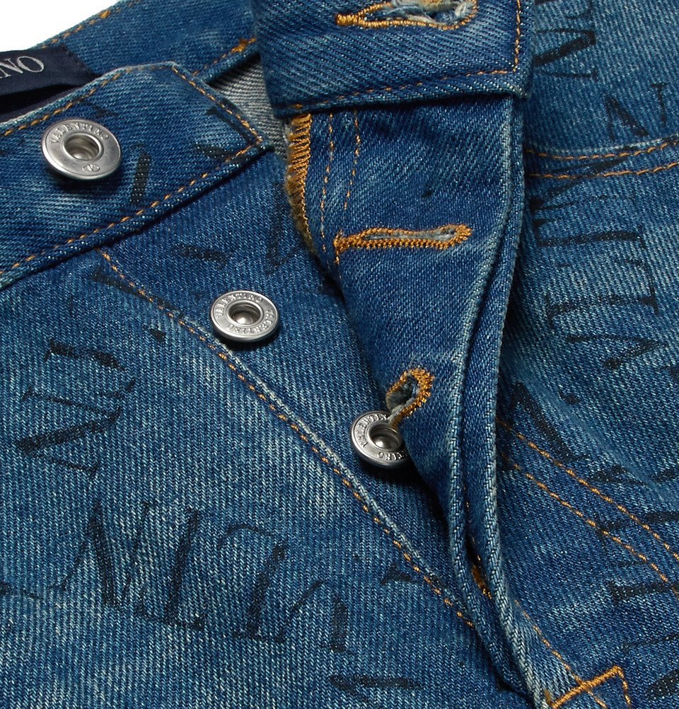 Valentino - Logo-Print Denim Jeans - Light blue Valentino
