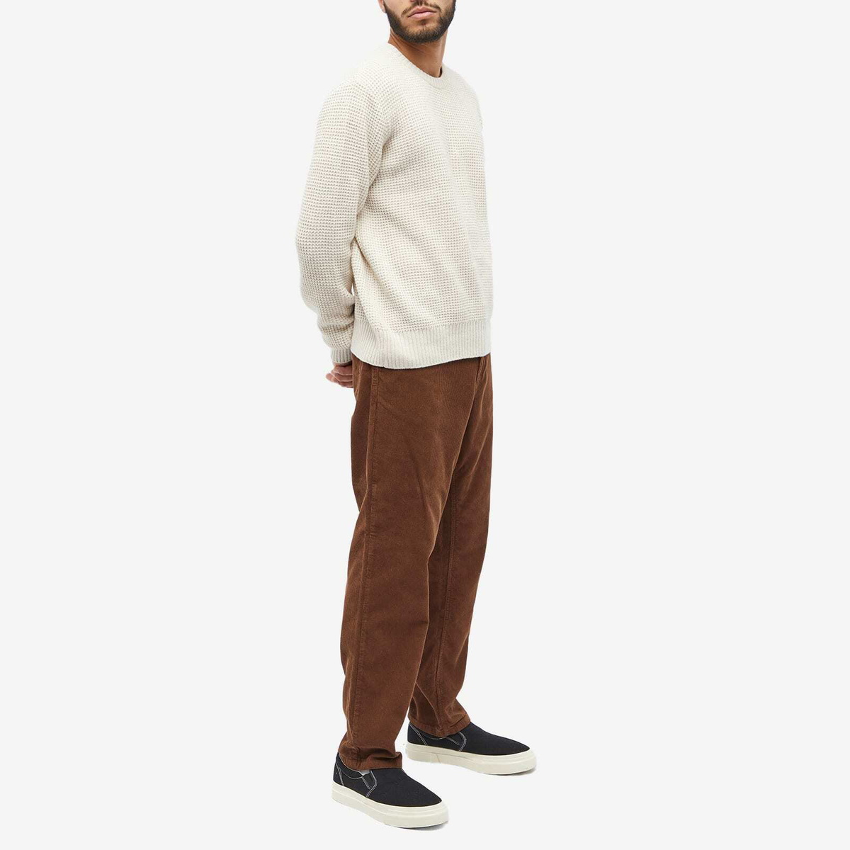 Folk Men's Waffle Crew Knit in Ecru Folk