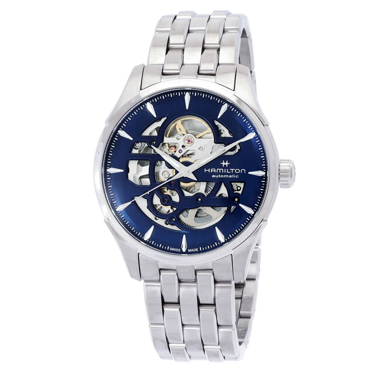 Hamilton Jazzmaster Skeleton Automatic Blue Dial Mens Watch H42535141 ...