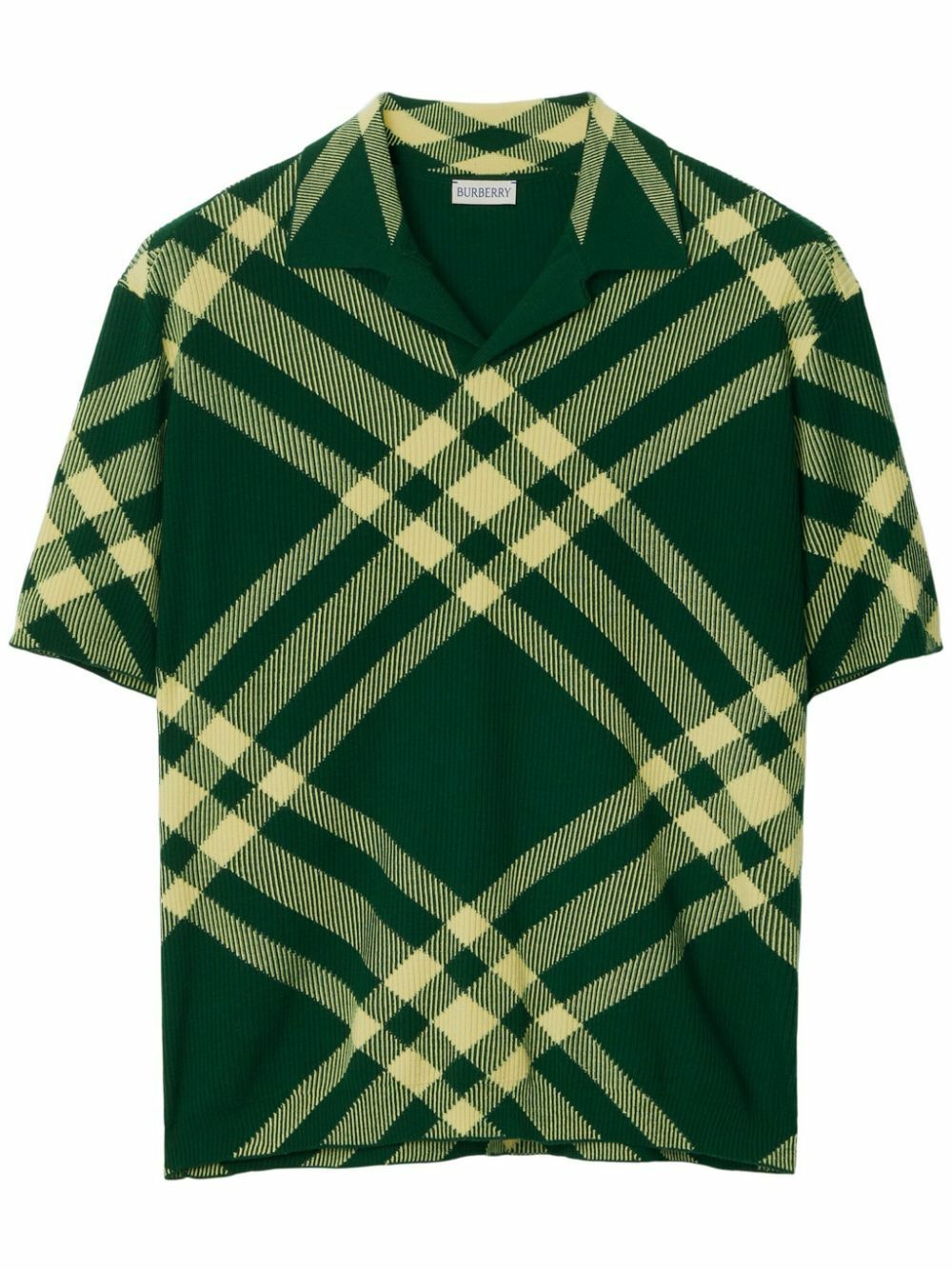Burberry Green Checked Wool Polo Shirt Burberry