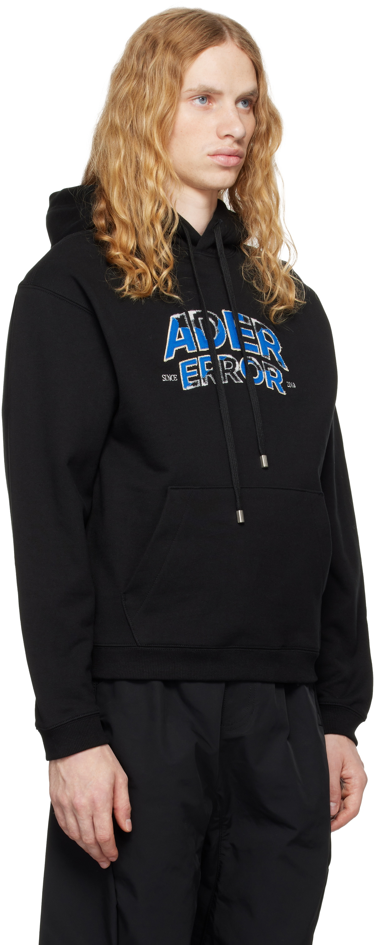 ADER error Black Distressed Logo Hoodie ADER error