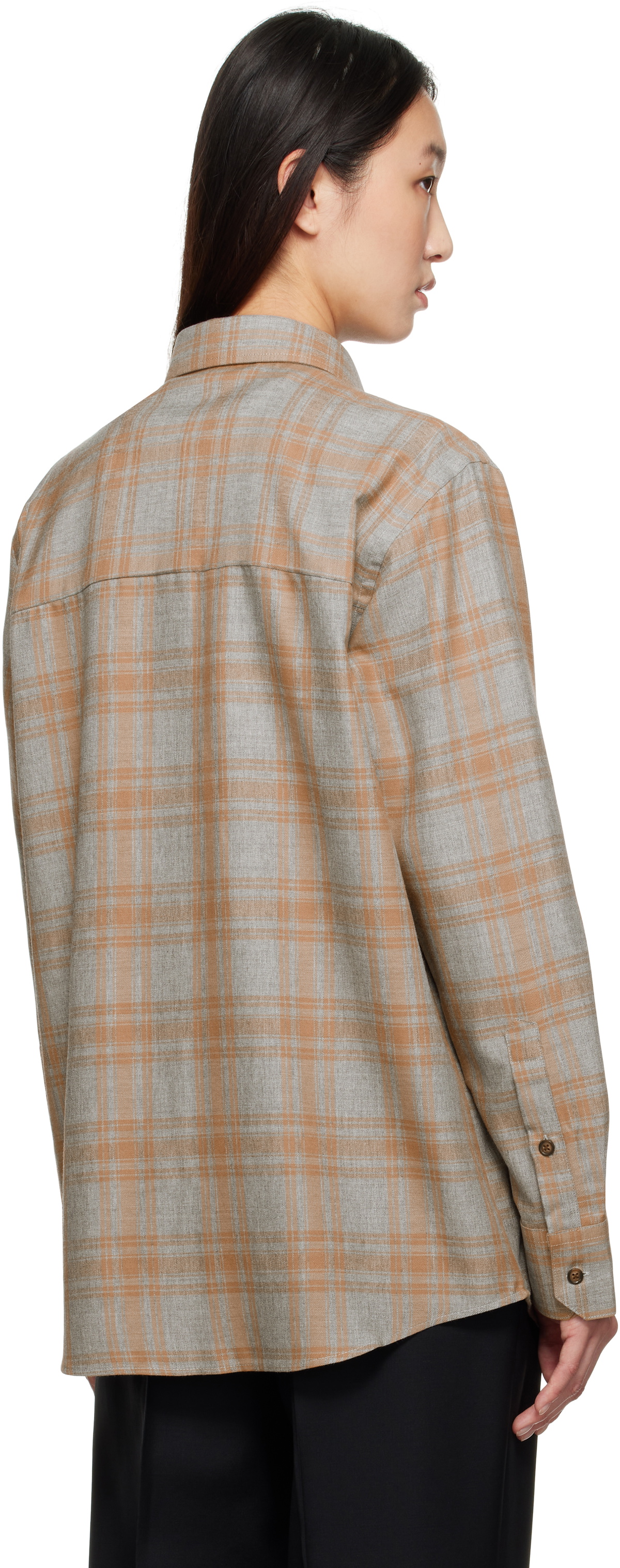 Róhe Gray & Tan Check Shirt Róhe