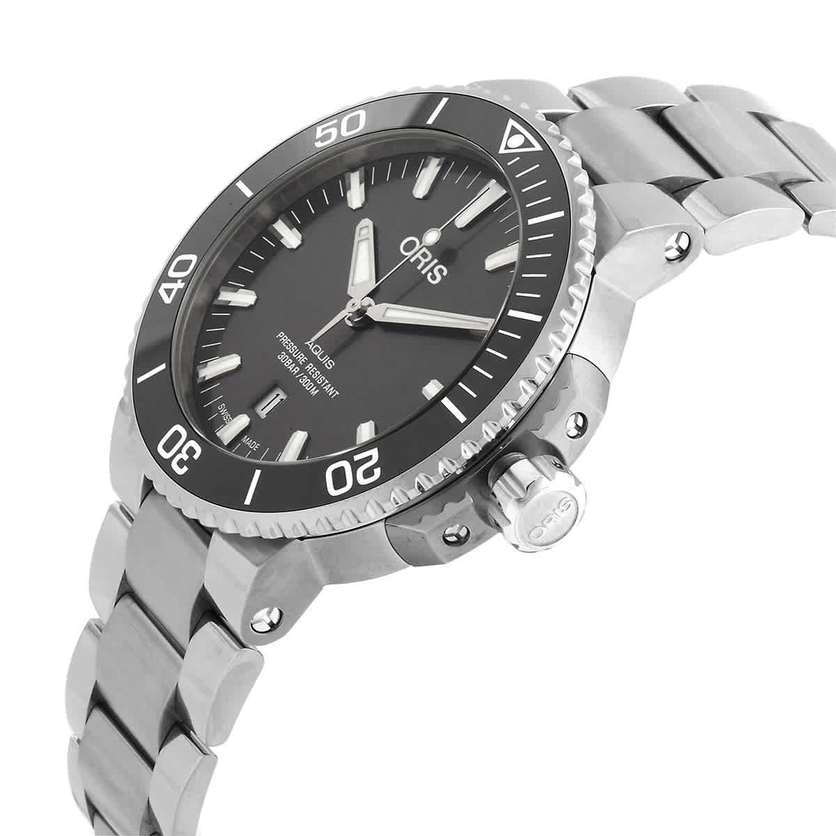 Oris Aquis Date Automatic Dark Grey Dial Mens Watch 01 733 7730 7153-07 ...