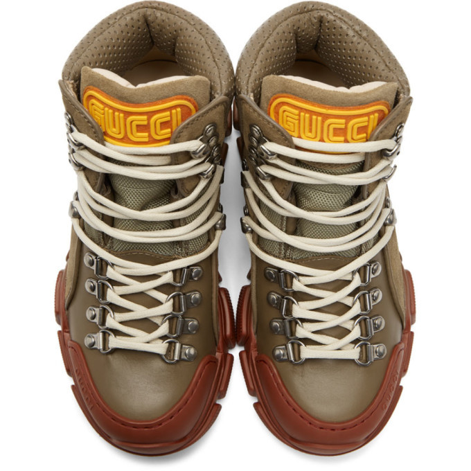 Gucci Khaki and Red Flashtrek Boots Gucci