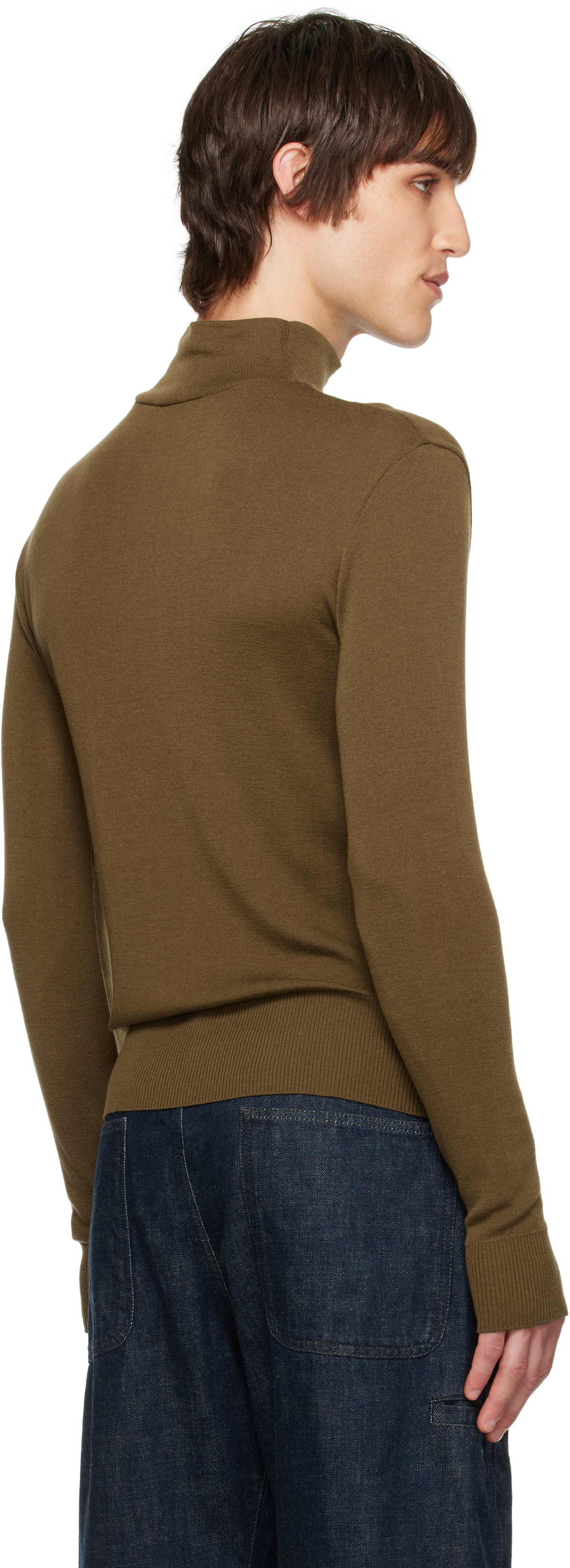 LEMAIRE Brown Seamless Turtle Neck Sweater Lemaire