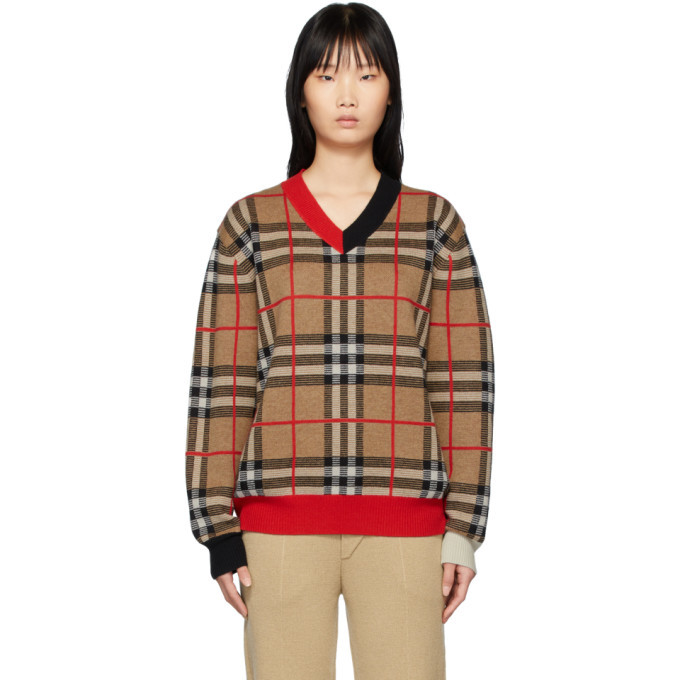 Burberry Beige Duggan V-Neck Sweater Burberry