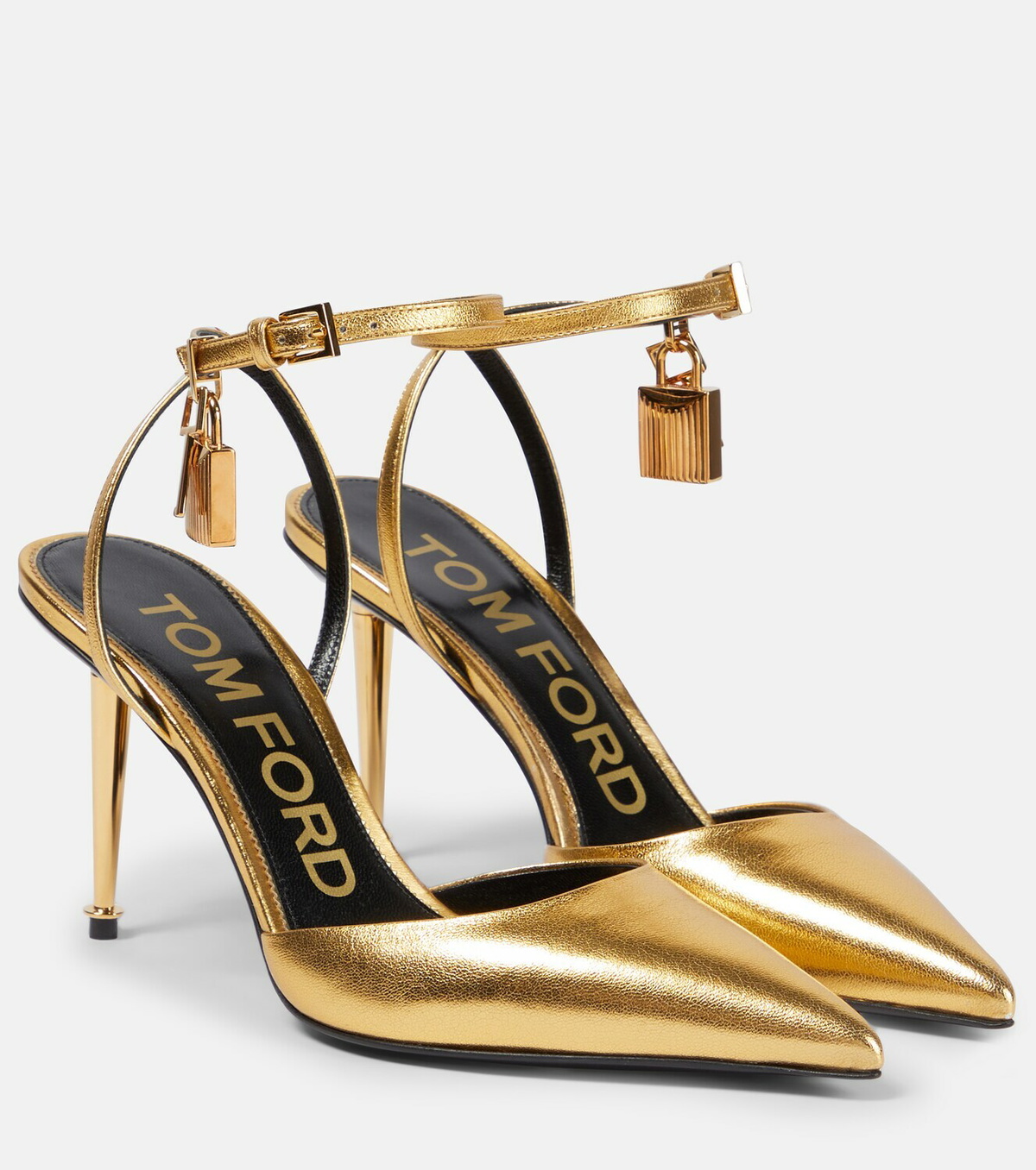 Tom Ford Padlock metallic leather slingback pumps TOM FORD