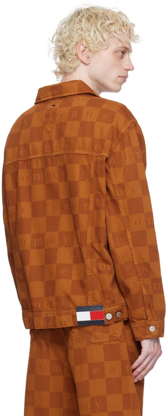 Tommy Jeans Brown Check Denim Jacket Tommy Jeans