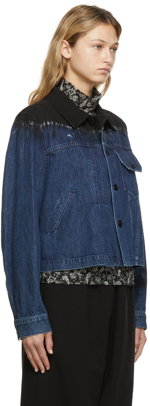 Y's Blue Discharge Tie Dye Denim Jacket Ys