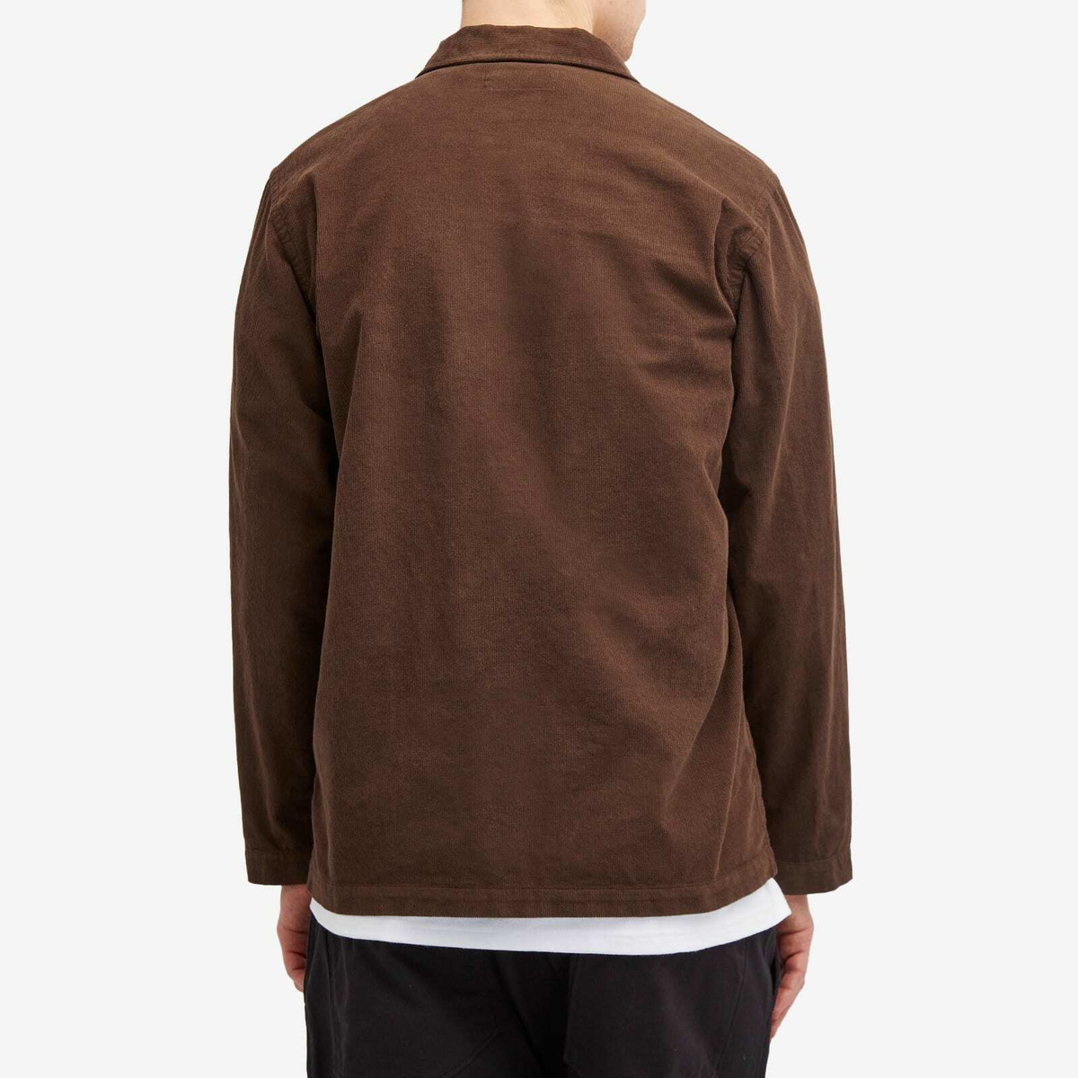 Universal Works Men's Fine Cord Bakers Overshirt in Brown Universal Works