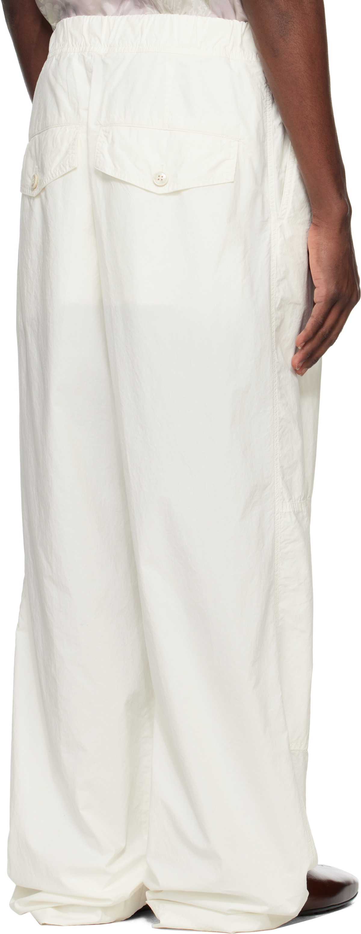 Dries Van Noten White Cotton Drawstring Cargo Pants Dries Van Noten