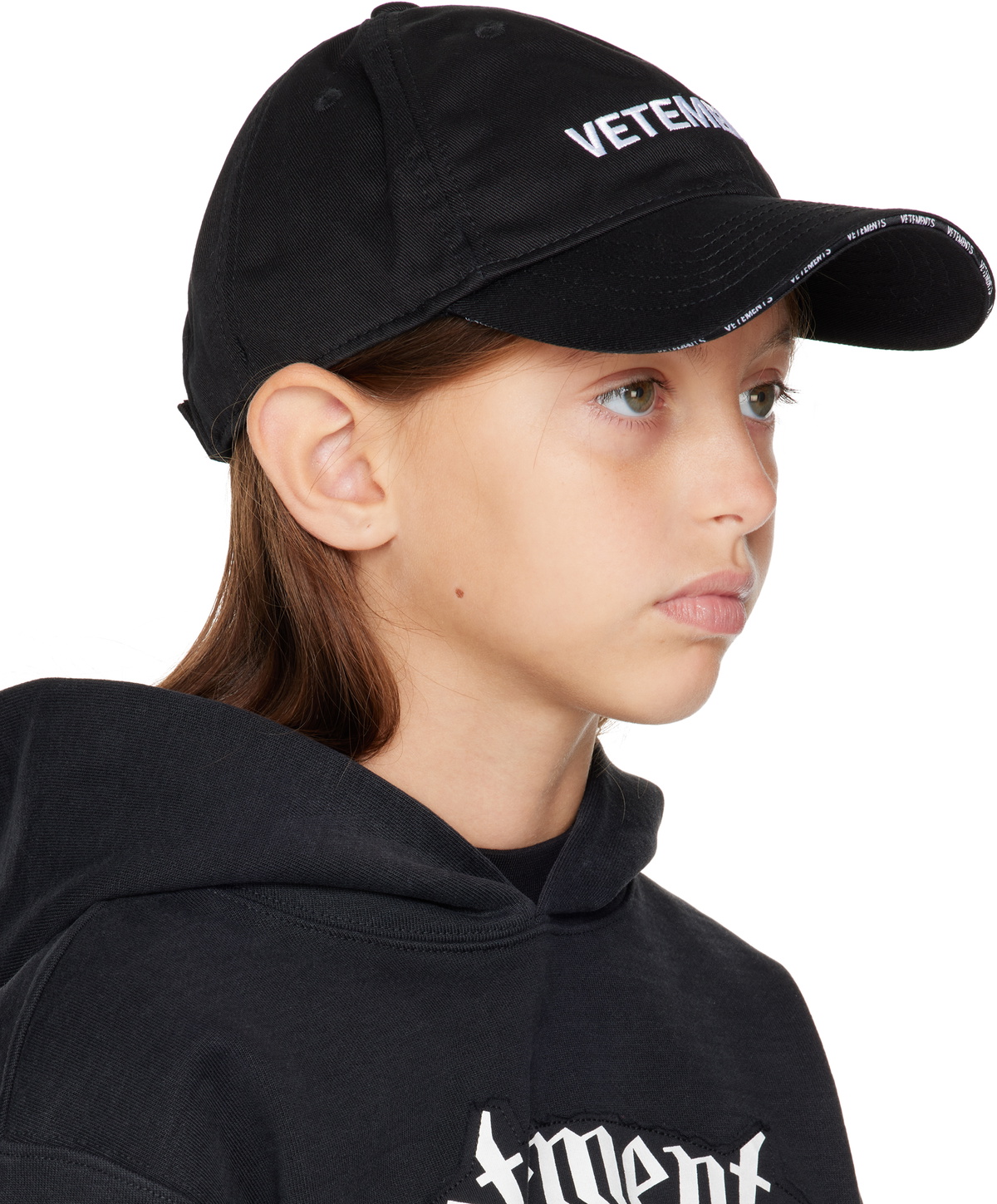 VETEMENTS Kids Black Iconic Logo Cap Vetements