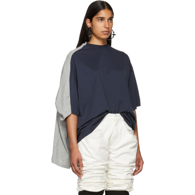 Y/Project Grey and Navy Double T-Shirt Y/Project