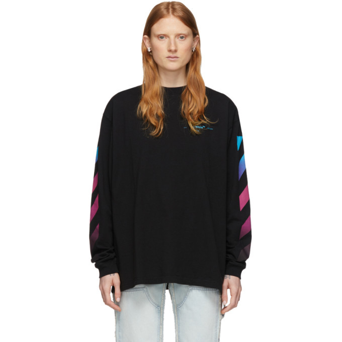 Off-White Black Gradient Diag Long Sleeve T-Shirt Off-White