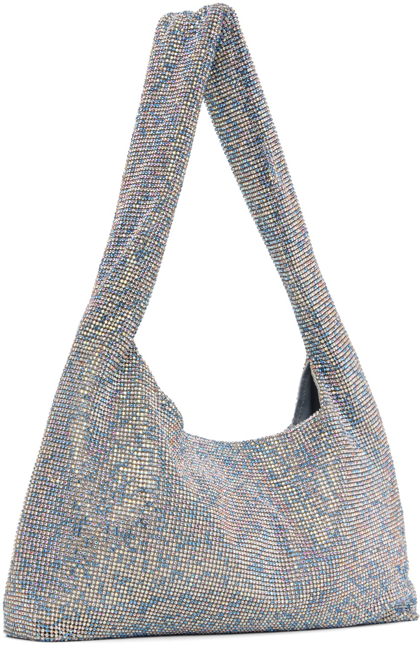 KARA Blue Crystal Mesh Armpit Bag Kara