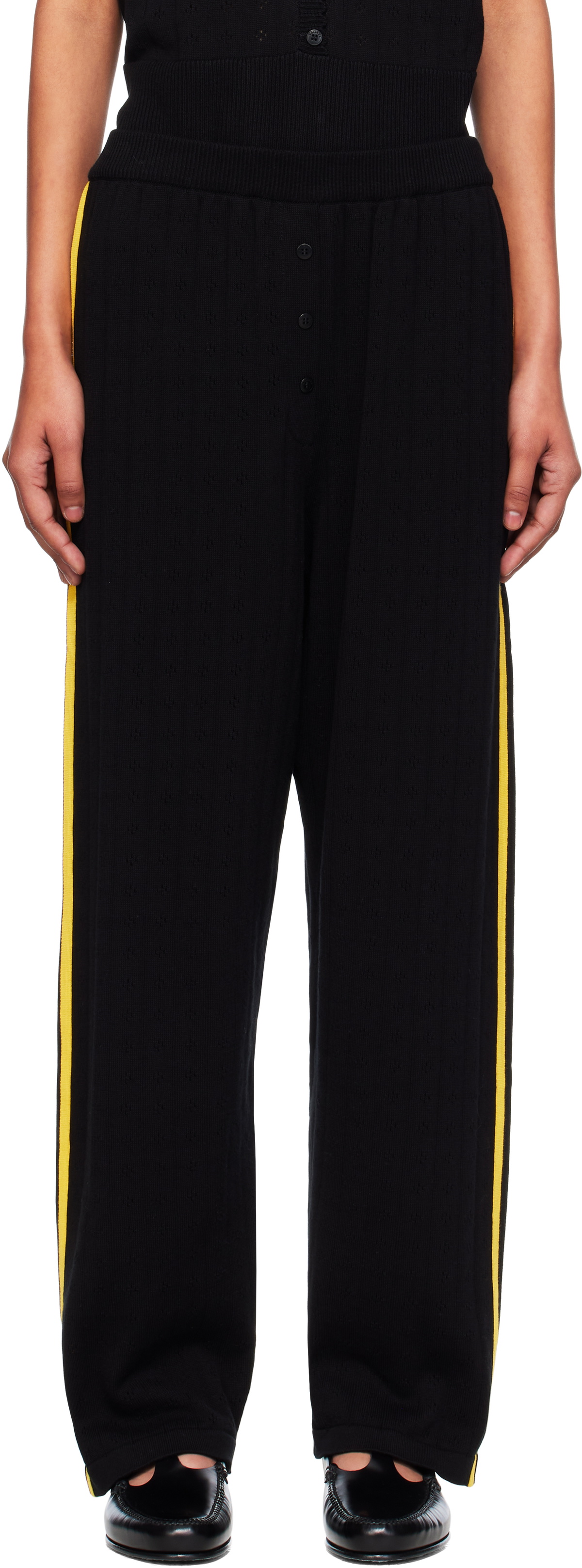 Cordera Black Organic Cotton Pointelle Trousers CORDERA