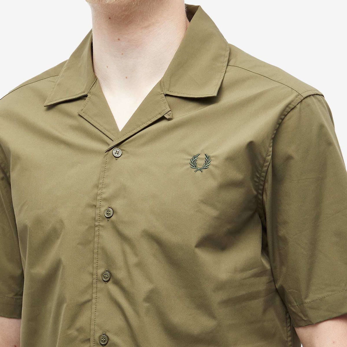 Fred Perry Authentic Men's Ribbed Hem Vacation Shirt in Uniform Green ...