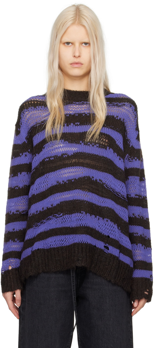 Acne Studios Purple & Black Stripe Sweater Acne Studios