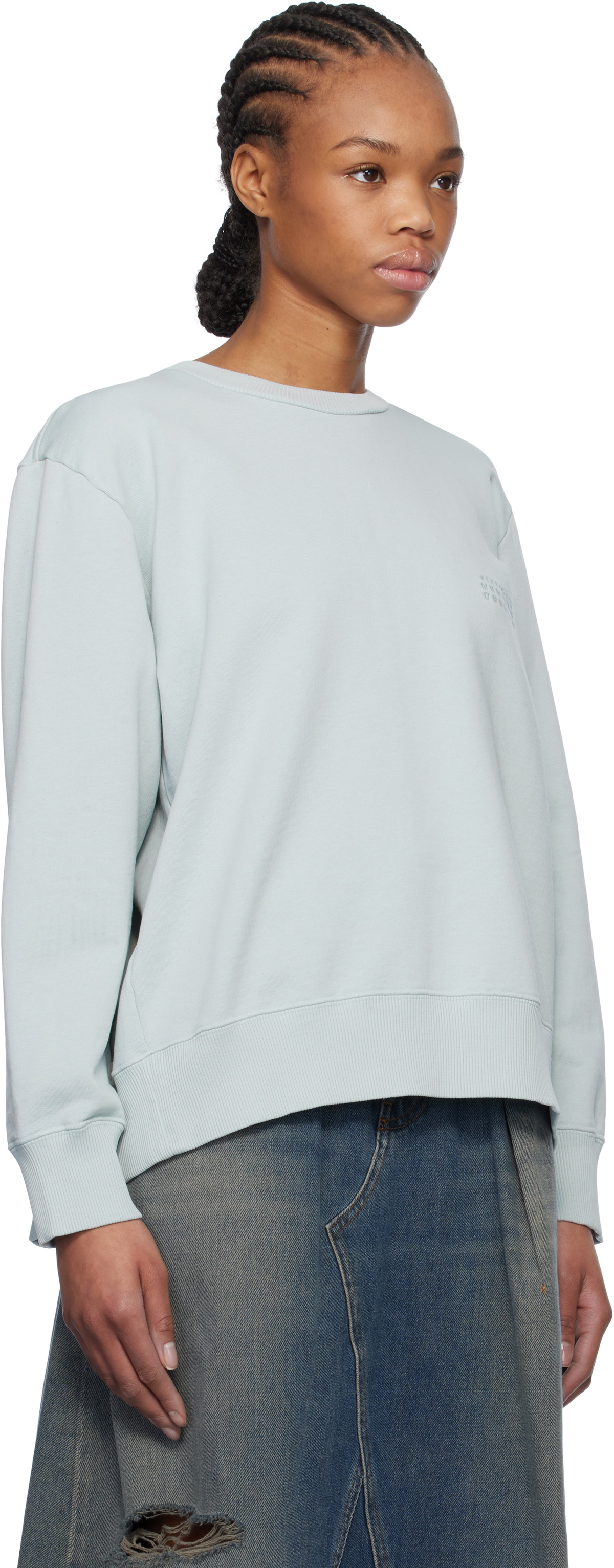 MM6 Maison Margiela Blue Spliced Logo Sweatshirt MM6 Maison Margiela