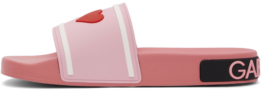Dolce & Gabbana Pink 'I Love D&G' Slides Dolce & Gabbana