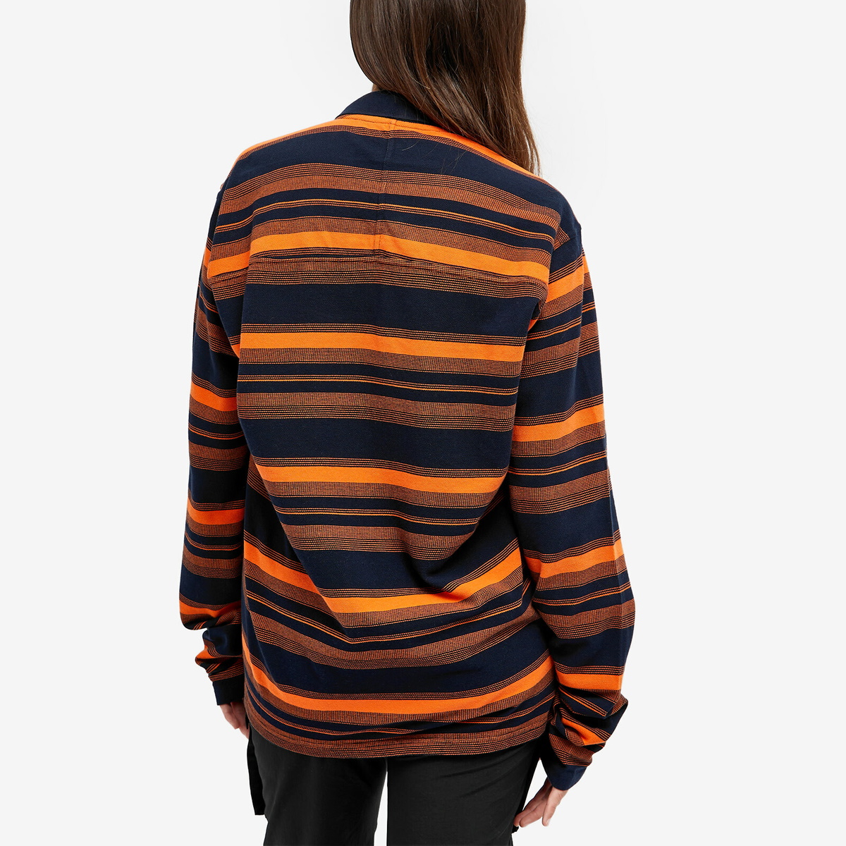 Martine Rose Women's Long Sleeve Pulled Neck Polo in Orange/Navy Stripe ...