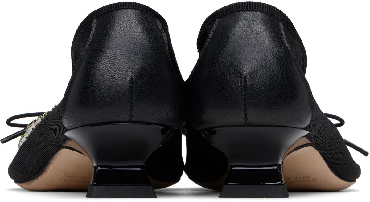 Simone Rocha Black Embellished Flower Mesh Ballerina Heels Simone Rocha