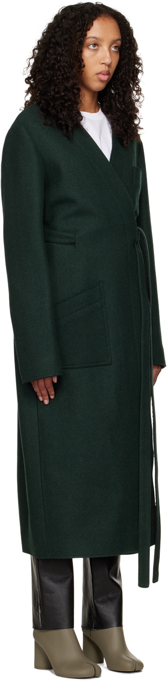 MM6 Maison Margiela Green Self-Tie Coat MM6 Maison Margiela