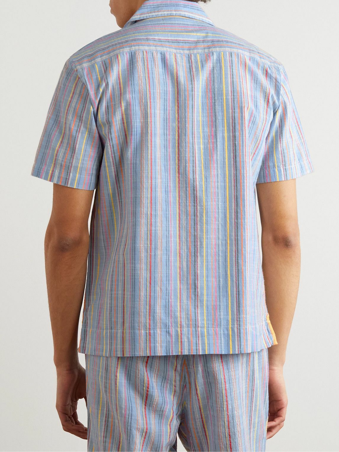 Original Madras - Striped Cotton-Madras Pyjama Shirt - Blue