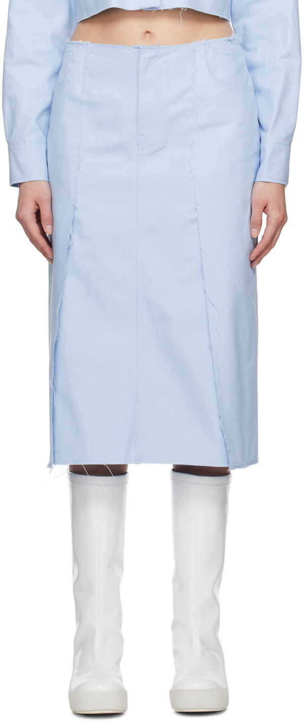 Raf Simons Blue Paneled Midi Skirt Raf Simons