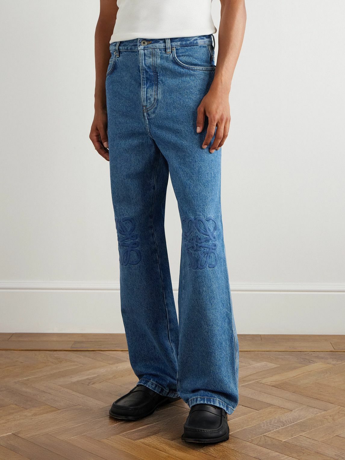 LOEWE - Anagram Wide-Leg Logo-Embroidered Jeans - Blue Loewe