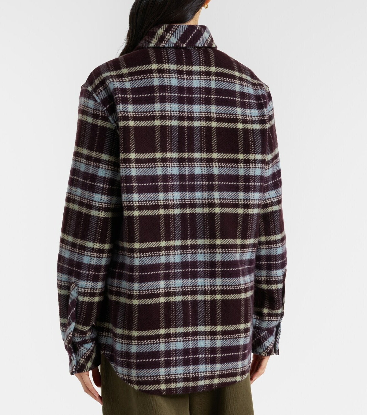 God's True Cashmere Plaid cashmere shirt with emeralds God's True Cashmere