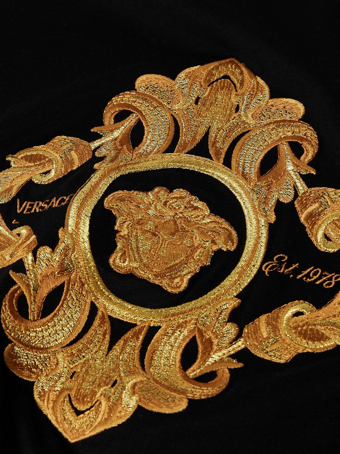 Versace - Logo-Embroidered Cotton-Jersey T-Shirt - Black Versace