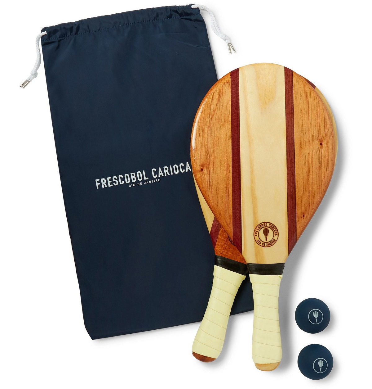 Frescobol Carioca - Trancoso Wooden Beach Bat and Ball Set - Yellow ...