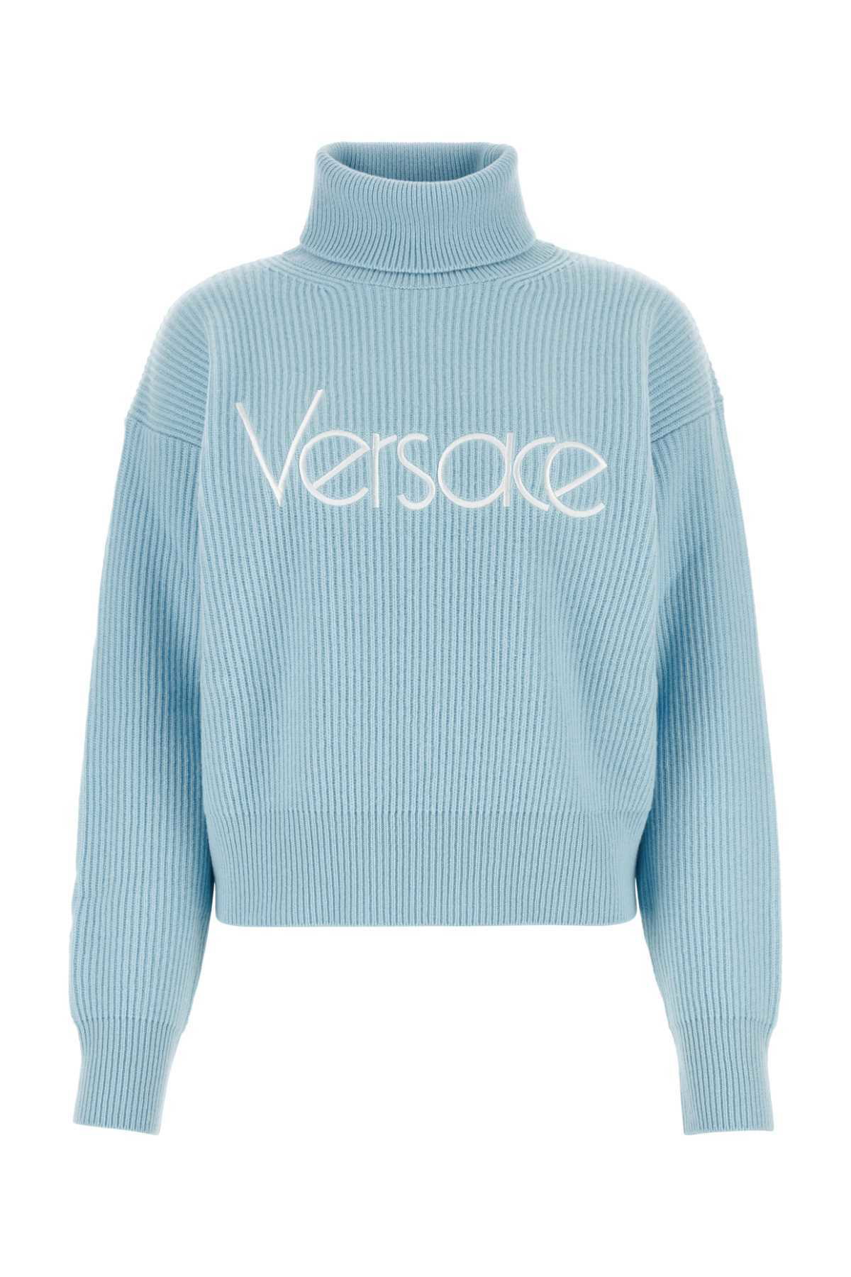 Versace Light Blue Wool Sweater Versace