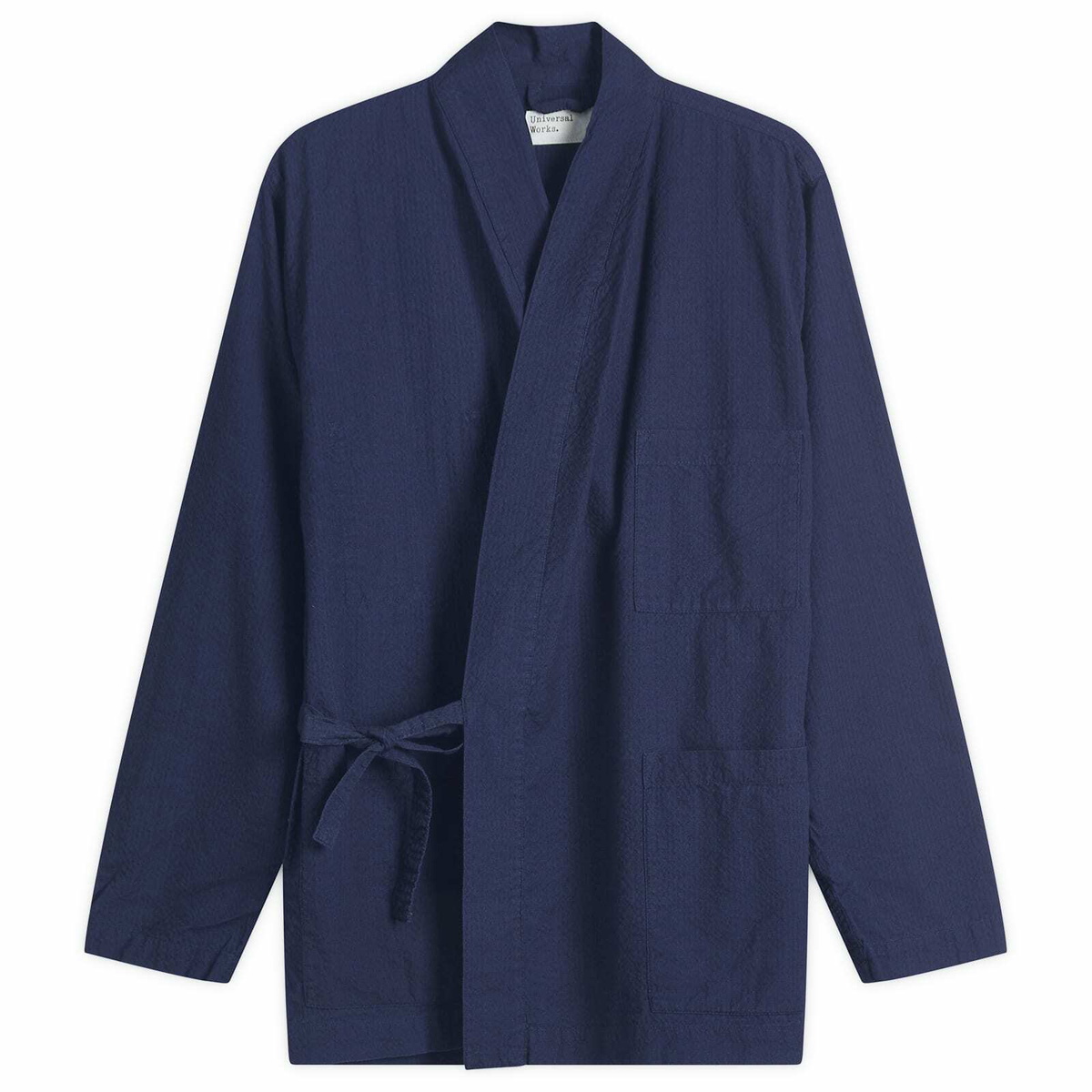 Universal Works Men's Seersucker Kyoto Work Jacket in Washed Indigo ...