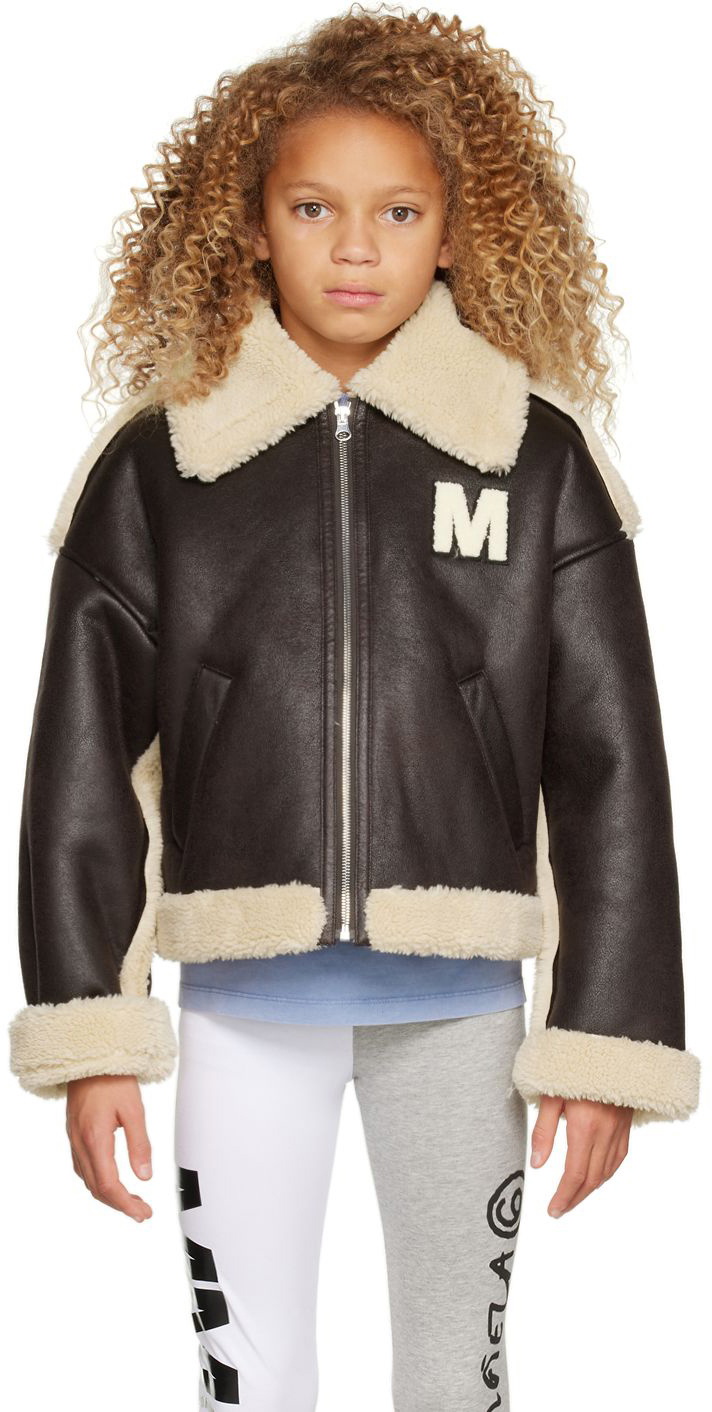 MM6 Maison Margiela Kids Brown Faux-Shearling Jacket MM6 Maison Margiela
