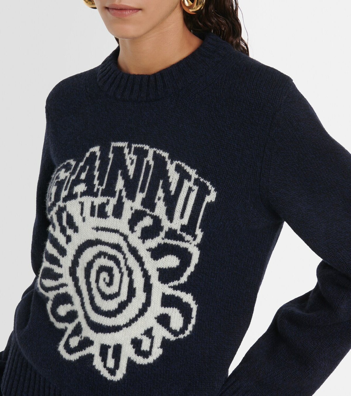 Ganni Logo wool-blend sweater GANNI
